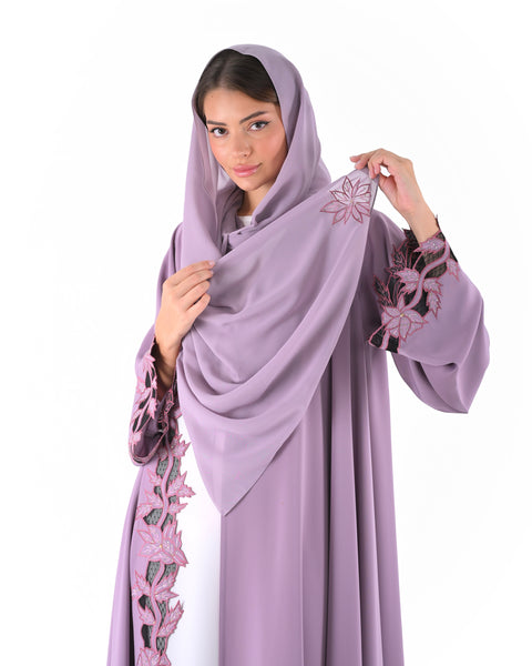 Hanayen Embroidered Emirati Abaya with Matching Hijab best abaya online ...
