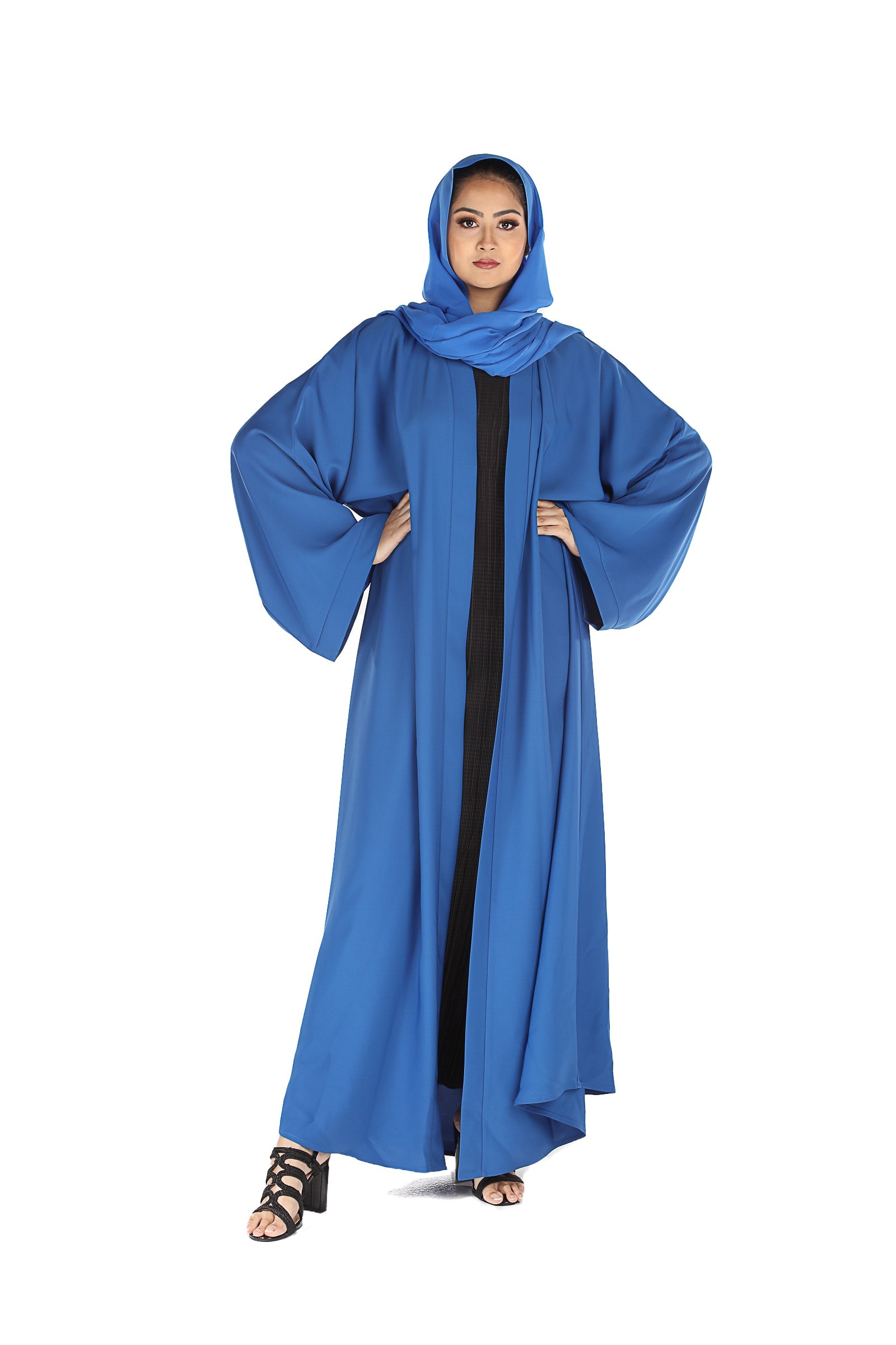 Hanayen Blue Color Plain Abaya best abaya online in dubai