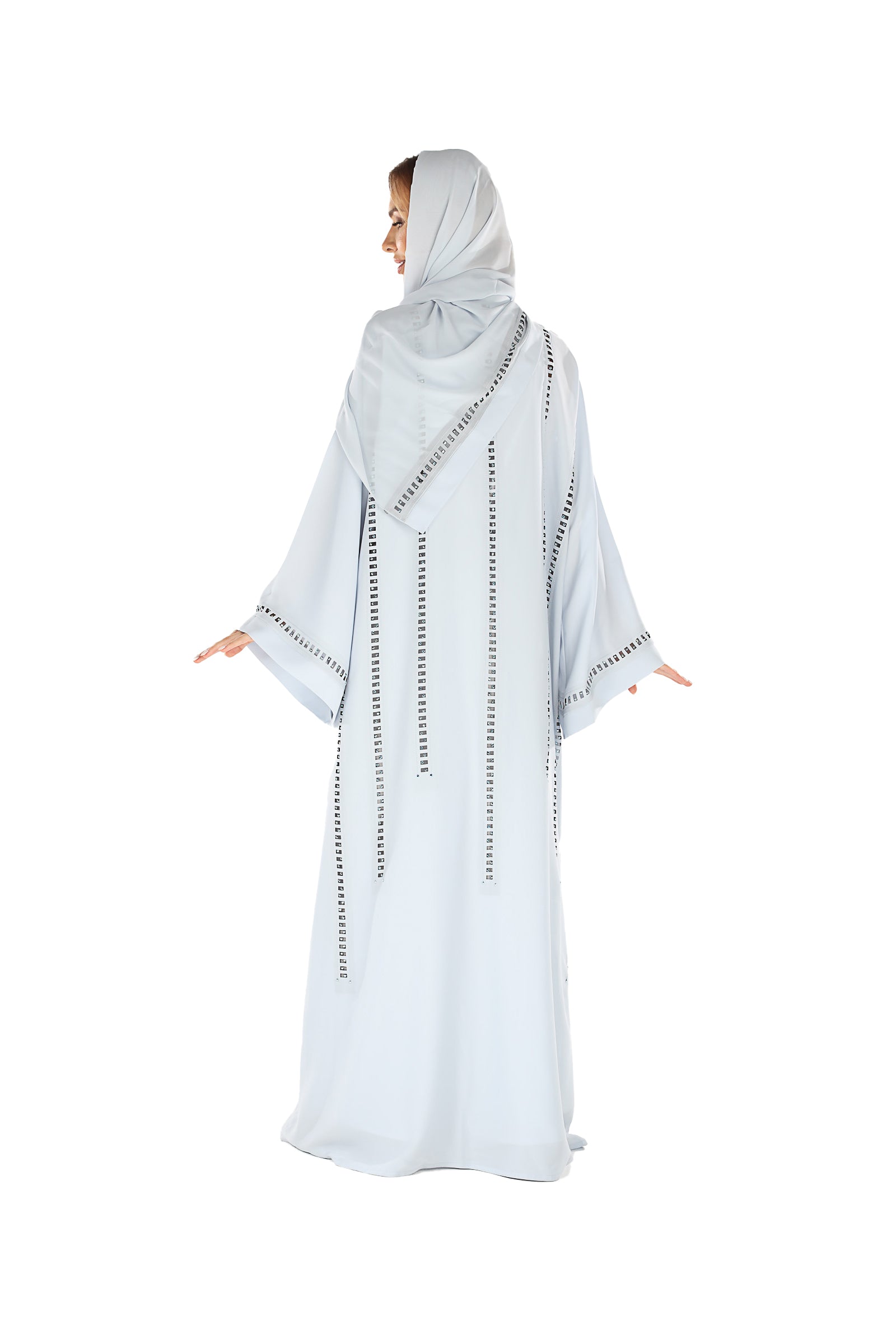 Hanayen Color Abaya with Crystal Elements Design best abaya online in dubai