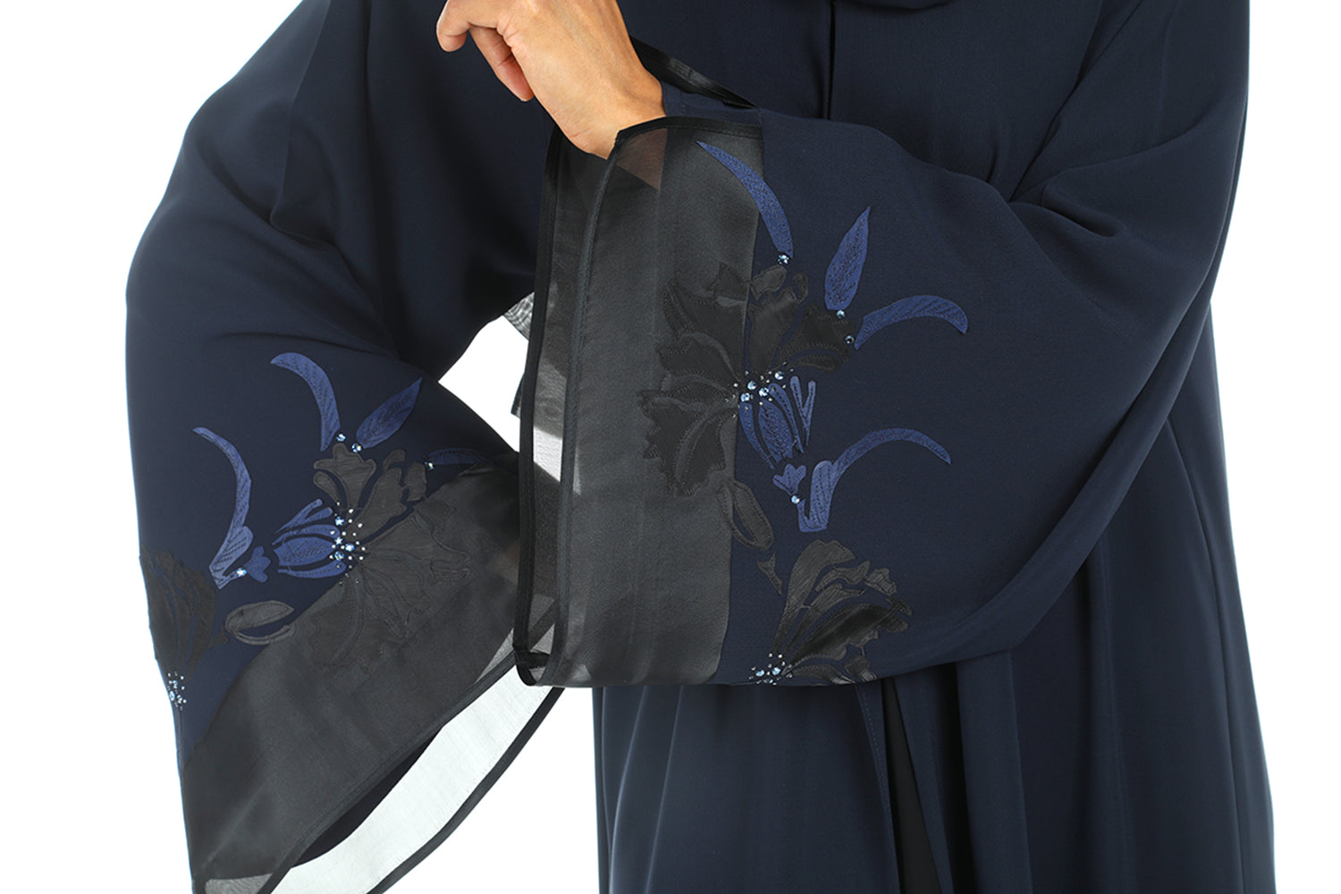 Hanayen Crystal Detailed Color Abaya with Laser Cut