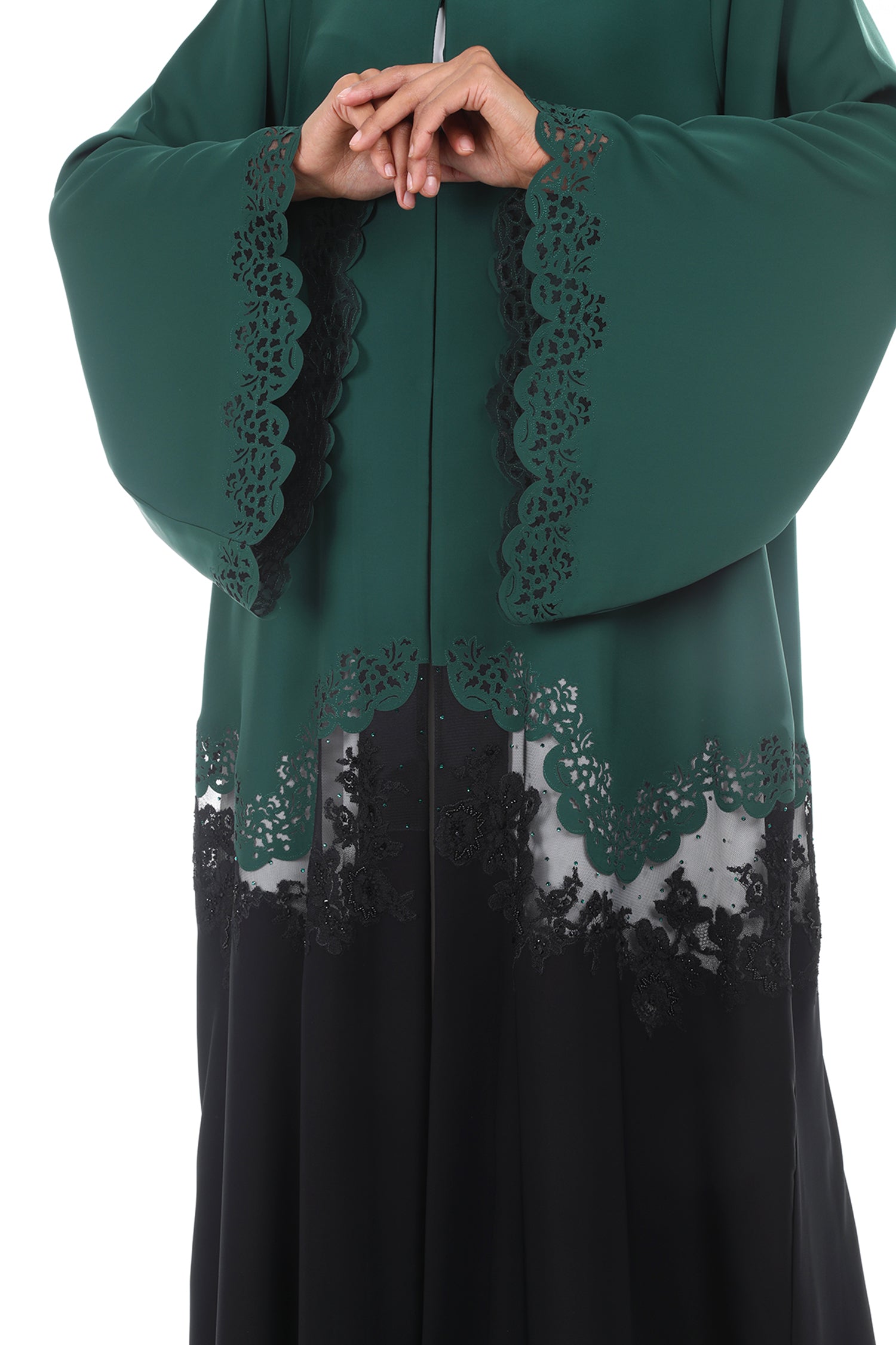 Hanayen Duel Color Abaya with Laser cut and Stone Element best abaya ...