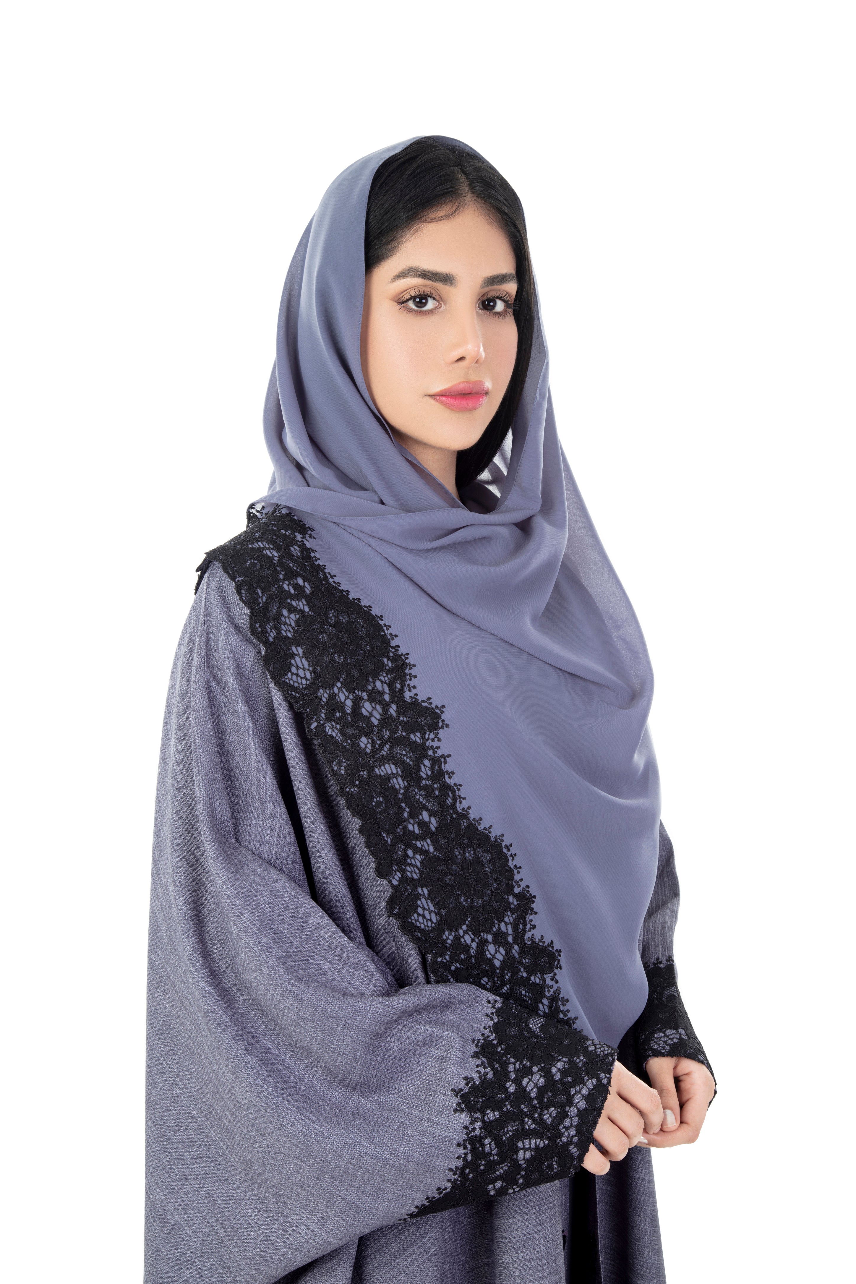 Buy Online Linen Abaya Color With Lace Insert | Luxury Abaya Dubai ...