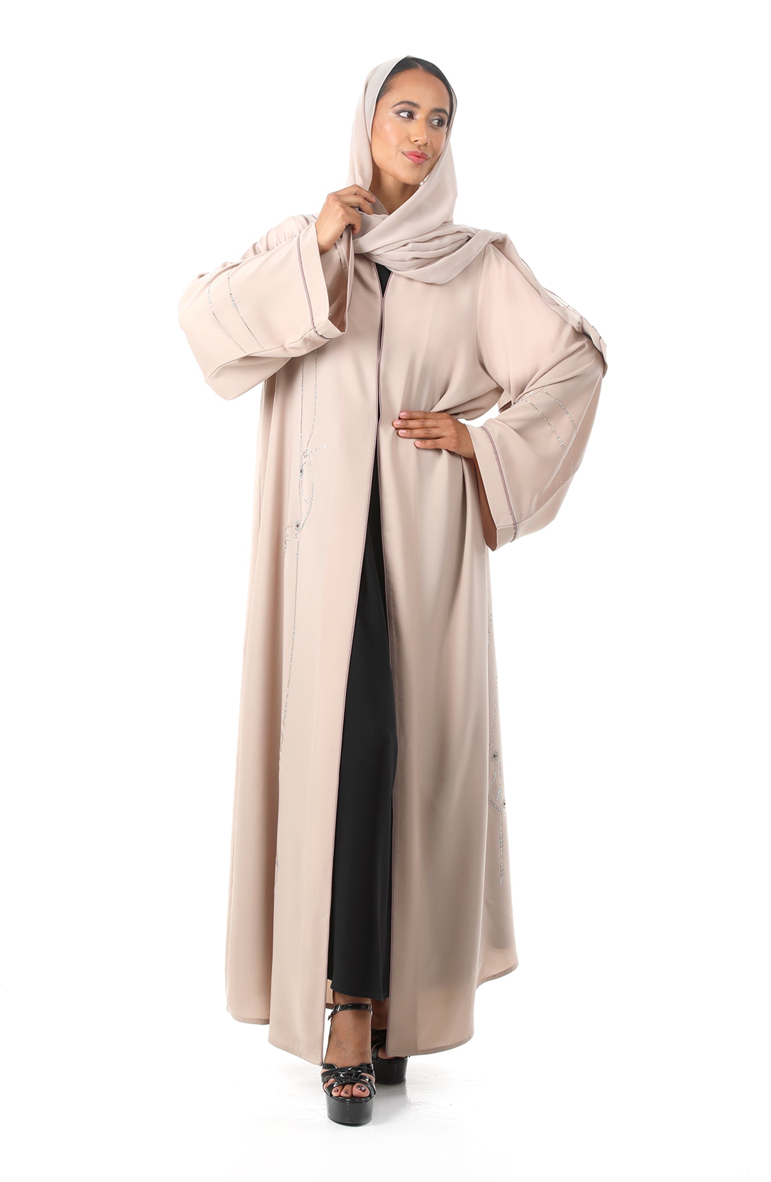 Hanayen Modern Color Abaya with Crystals best abaya online in dubai