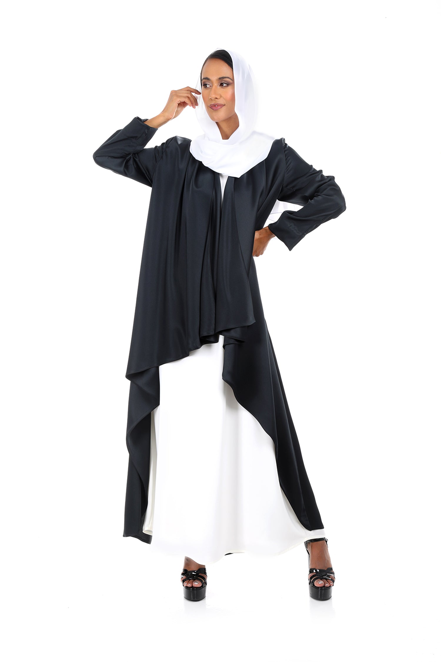 Hanayen Modern Color Cut Abaya with Inner best abaya online in dubai