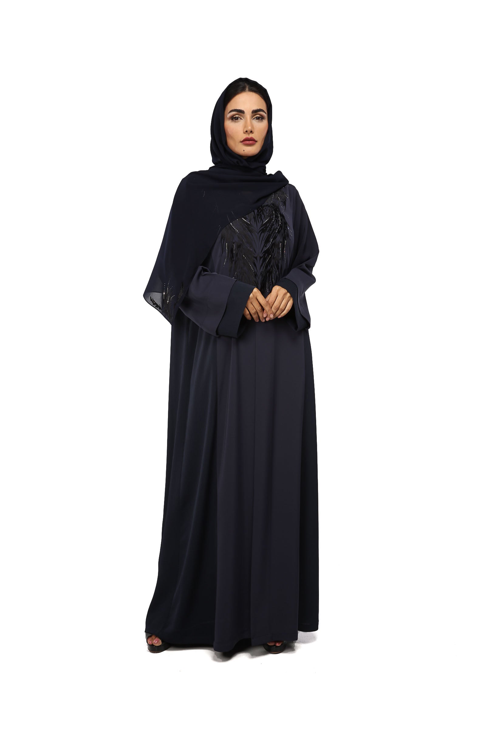Hanayen Neda color fabric Abaya with Machine Emroidery designs
