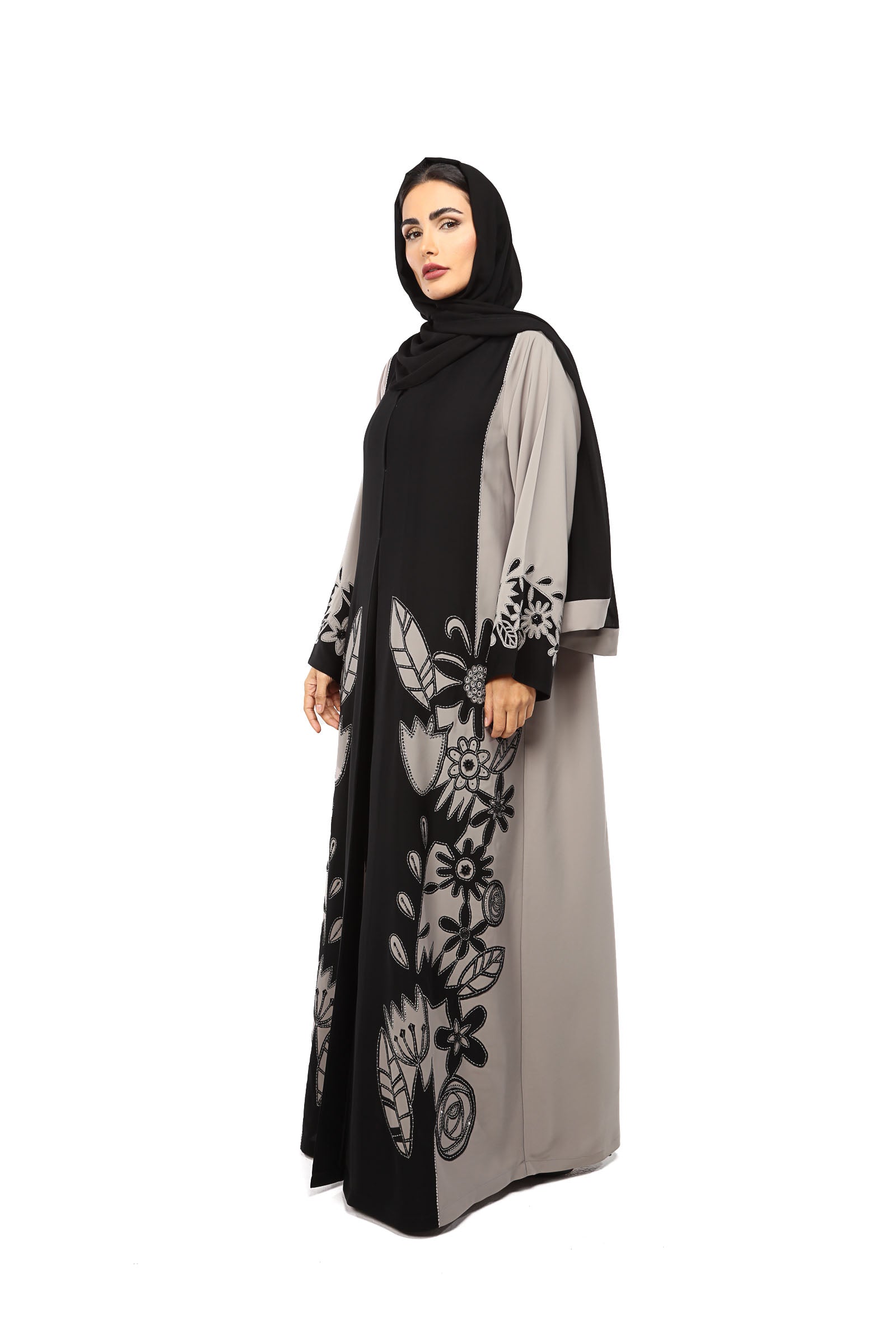 Buy Online Two Color Abaya with Laser cutting design | Luxury Abaya ...