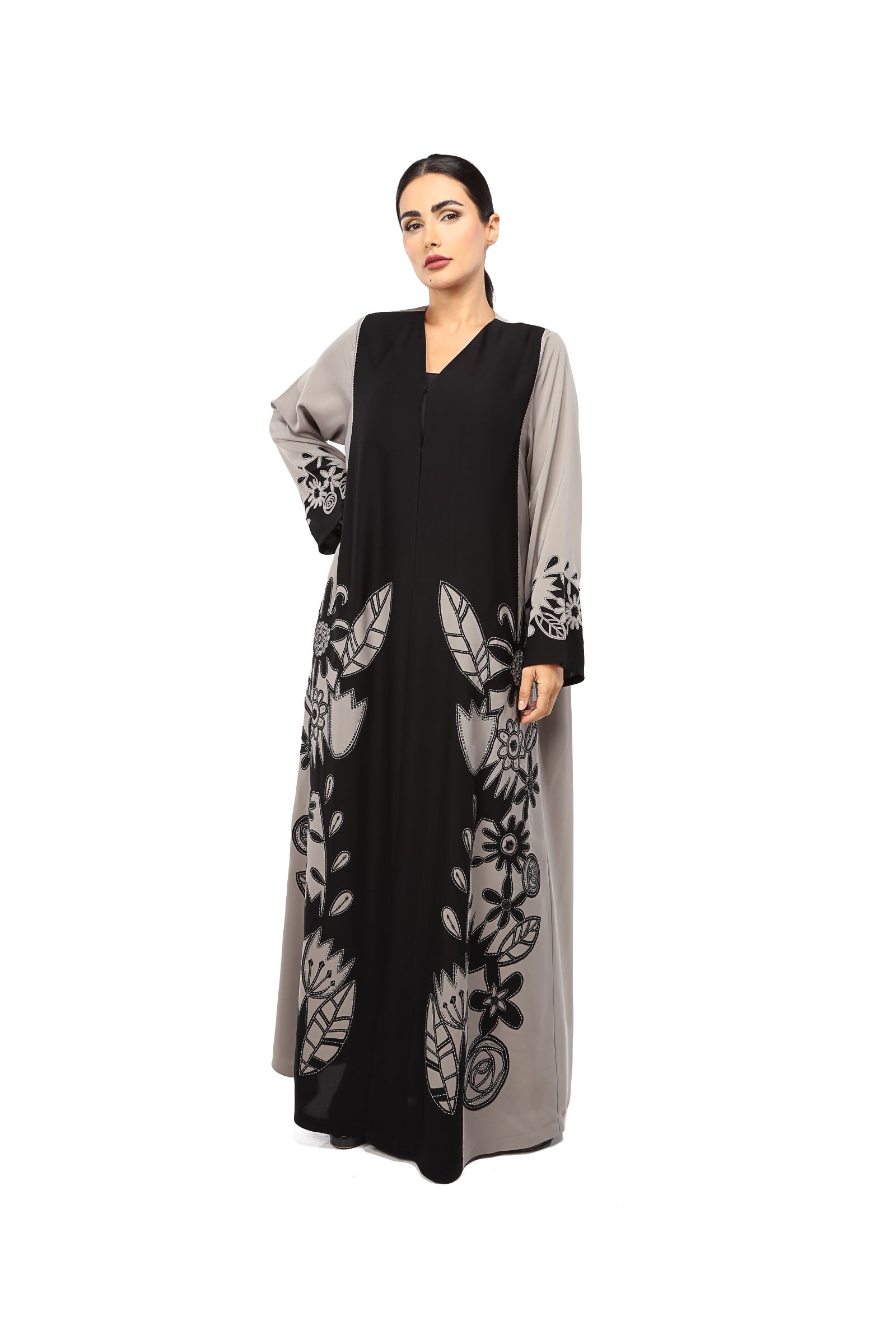 Buy Online Two Color Abaya with Laser cutting design | Luxury Abaya ...