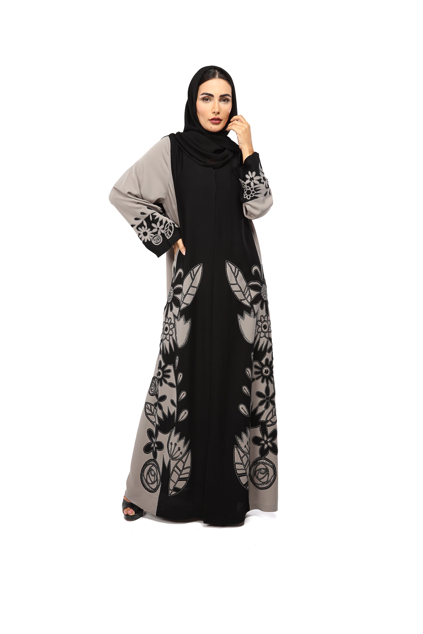 Hanayen Two Color Abaya with Laser cutting design best abaya online in ...